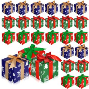 fulmoon 48 pcs christmas gift boxes with lids small squared boxes with ribbon bow 4x4x4 inch holiday gift boxes snowflake christmas tree deer horn small gift boxes for christmas holiday party