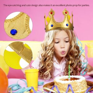 NUOBESTY Crown Hat, 4Pcs Golden Kids Party Crown Set, Fabric Birthday Crown Hat for Birthday Party & Baby Shower, Safe Material, Photo Prop, Party Hat, Princess Theme, Children's