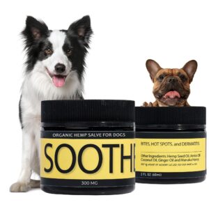 hemp dog health - soothe - hemp salve for natural dog allergy relief & everyday bug bite & hot treatement for dogs - made with natural extracts & human-grade hemp oil for dogs