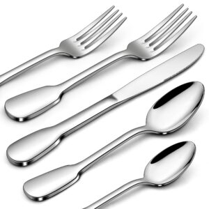 haware 18/10 stainless steel flatware, 40-piece silverware set for 8, premium cutlery set for home restaurant, include knife fork spoon, ergonomic design eating utensils tableware, dishwasher safe