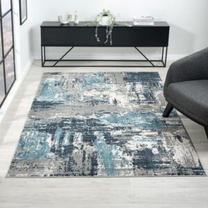 luxe weavers abstract distressed blue 8x10 area rug