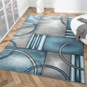 luxe weavers?art deco geometric blue 8x10 area rug