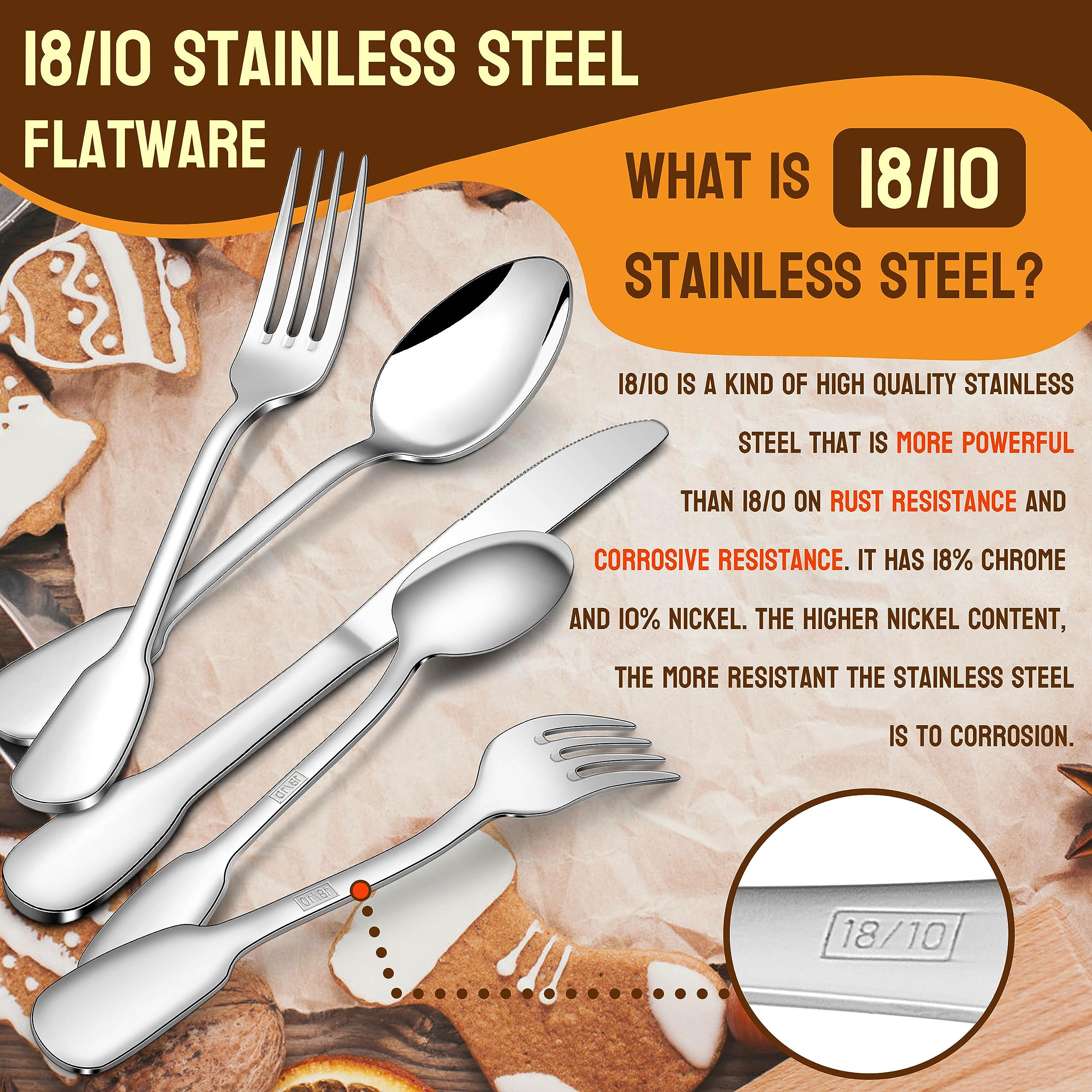 HaWare 18/10 Stainless Steel Flatware, 40-Piece Silverware Set for 8, Premium Cutlery Set for Home Restaurant, Include Knife Fork Spoon, Ergonomic Design Eating Utensils Tableware, Dishwasher Safe