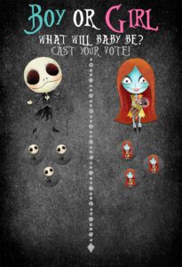 boy or girl - cast your vote - little nightmare before christmas themed baby shower gender reveal party game poster stickers decoration supply - girl boy