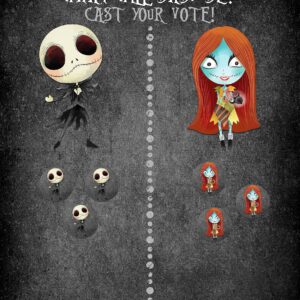 Boy or Girl - Cast Your Vote - Little Nightmare Before Christmas Themed Baby Shower Gender Reveal Party Game Poster Stickers Decoration Supply - Girl Boy