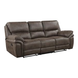 Lexicon Dorritt Wall-Hugger Manual Double Reclining Sofa, Brown