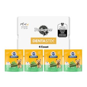 pedigree dentastix dental dog treats for toy/small dogs fresh flavor dental bones, 49.24 oz. multipack (204 treats)