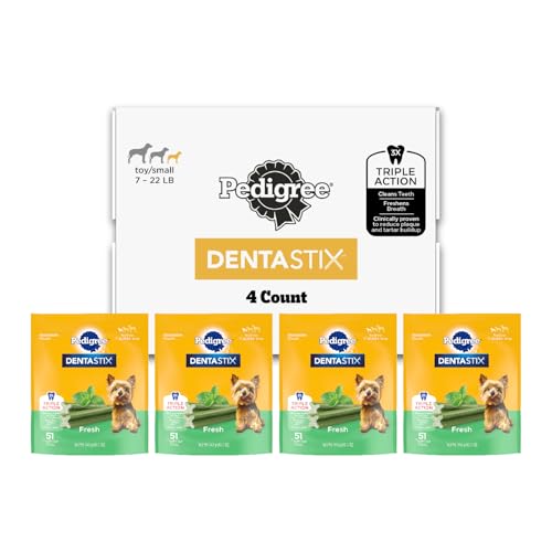 Pedigree DENTASTIX Dental Dog Treats for Toy/Small Dogs Fresh Flavor Dental Bones, 49.24 oz. Multipack (204 Treats)