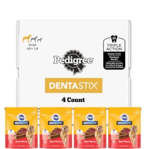 pedigree dentastix large dog dental treats beef flavor dental bones, 62.4 oz. multipack (72 treats)