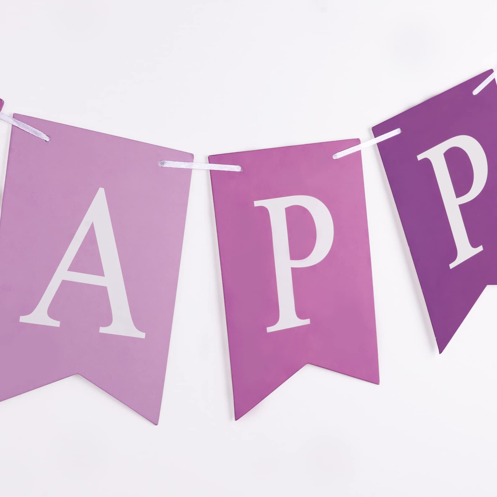 Waenerec Purple Happy Birthday Banner Sign Happy Birthday Bunting Banner Garland for Kids Girl Woman Birthday Tea Party Decorations Bunting Flag Birthday Party Supplies