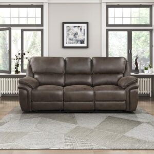 Lexicon Dorritt Wall-Hugger Manual Double Reclining Sofa, Brown