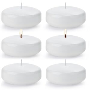 white floating candles for centerpieces 3 inch, round burning tea light candles unscented smokeless paraffin wax dripless, for valentine's day, wedding, party, home decor, pool (12 pack)