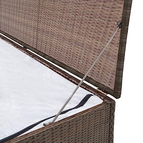 TIFITGO Asomie Patio Storage Box Brown 47.2"x19.7"x23.6" Poly Rattan Indoor stockage bin home chest house tank Outdoor Furniture Outdoor Storage Boxes US Stock Fast Shipment Brown