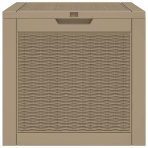 TIFITGO Asomie Patio Storage Box Light Brown 21.9"x16.9"x20.9" Polypropylene Indoor stockage bin home chest house tank Outdoor Furniture Outdoor Storage Boxes US Stock Fast Shipment White