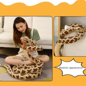 XIAOHONG Giant Boa Constrictor Large Stuffed Animal Snake Giant Snake Plush Realistic Stuffed Snake Toy 80 Inch Lifelike Snake Gifts for Kids Birthday Party Prank Props (Brown)