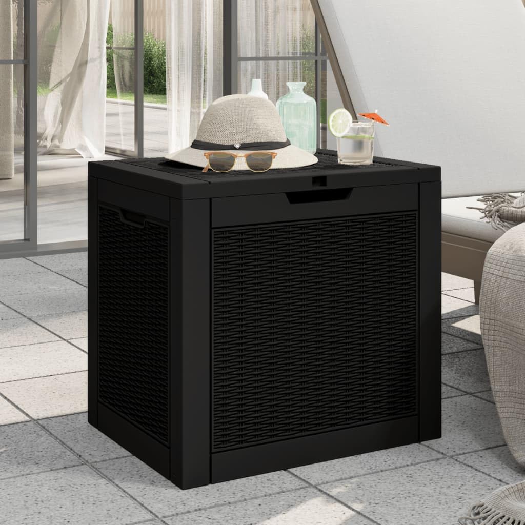 TIFITGO Asomie Patio Storage Box Black 21.9"x16.9"x20.9" Polypropylene Indoor stockage bin home chest house tank Outdoor Furniture Outdoor Storage Boxes US Stock Fast Shipment Brown