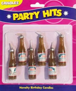 beer bottle shaped birthday cake cupcake candles - 6 pc