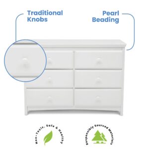 Delta Children Emerson 6 Drawer Dresser with Interlocking Drawers - Greenguard Gold Certified, Bianca White