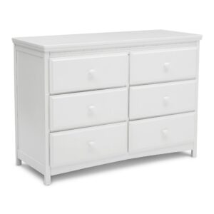 delta children emerson 6 drawer dresser with interlocking drawers - greenguard gold certified, bianca white