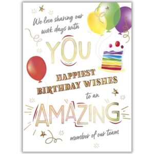 25 employee birthday cards - exciting typographic design with gold foil embossing - fsc mix