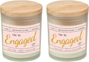 teamas 2 pack engagement candle gift for couples,bridal shower gift,engagement gifts for women, engaged gifts for her, engaged candle