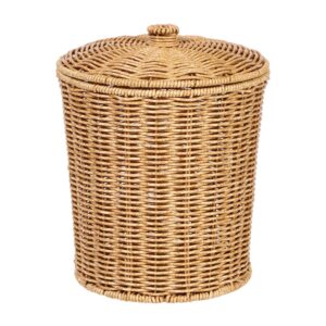 bestoyard wicker trash can with lid in bedroom 4 gallon trash can in office 11x9 inch woven wicker waste basket for office garbage bathroom under desk can