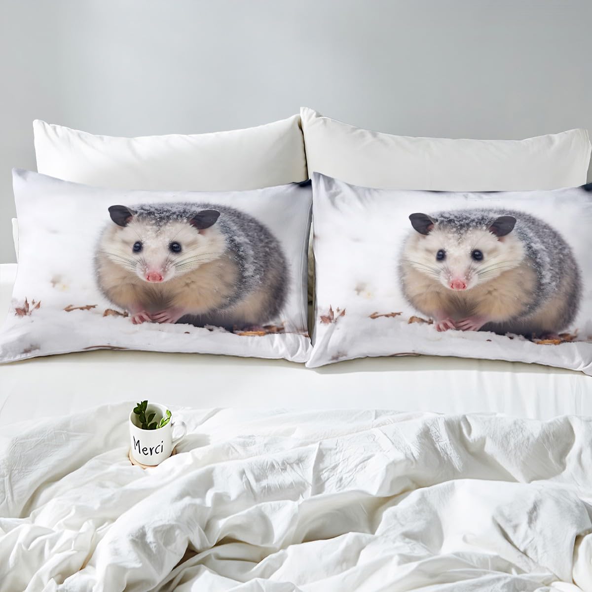 jejeloiu Full Size Opossum Sheet Set Boys Girls Possums Gifts Bed Sheets Set for Kids Women Men Ultra Soft Possums Bedding Set Possum Stuffed Animal Bed Set (Flat Sheet + Fitted Sheet + Pillow Case)