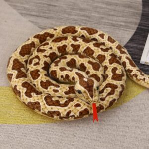 XIAOHONG Giant Boa Constrictor Large Stuffed Animal Snake Giant Snake Plush Realistic Stuffed Snake Toy 80 Inch Lifelike Snake Gifts for Kids Birthday Party Prank Props (Brown)