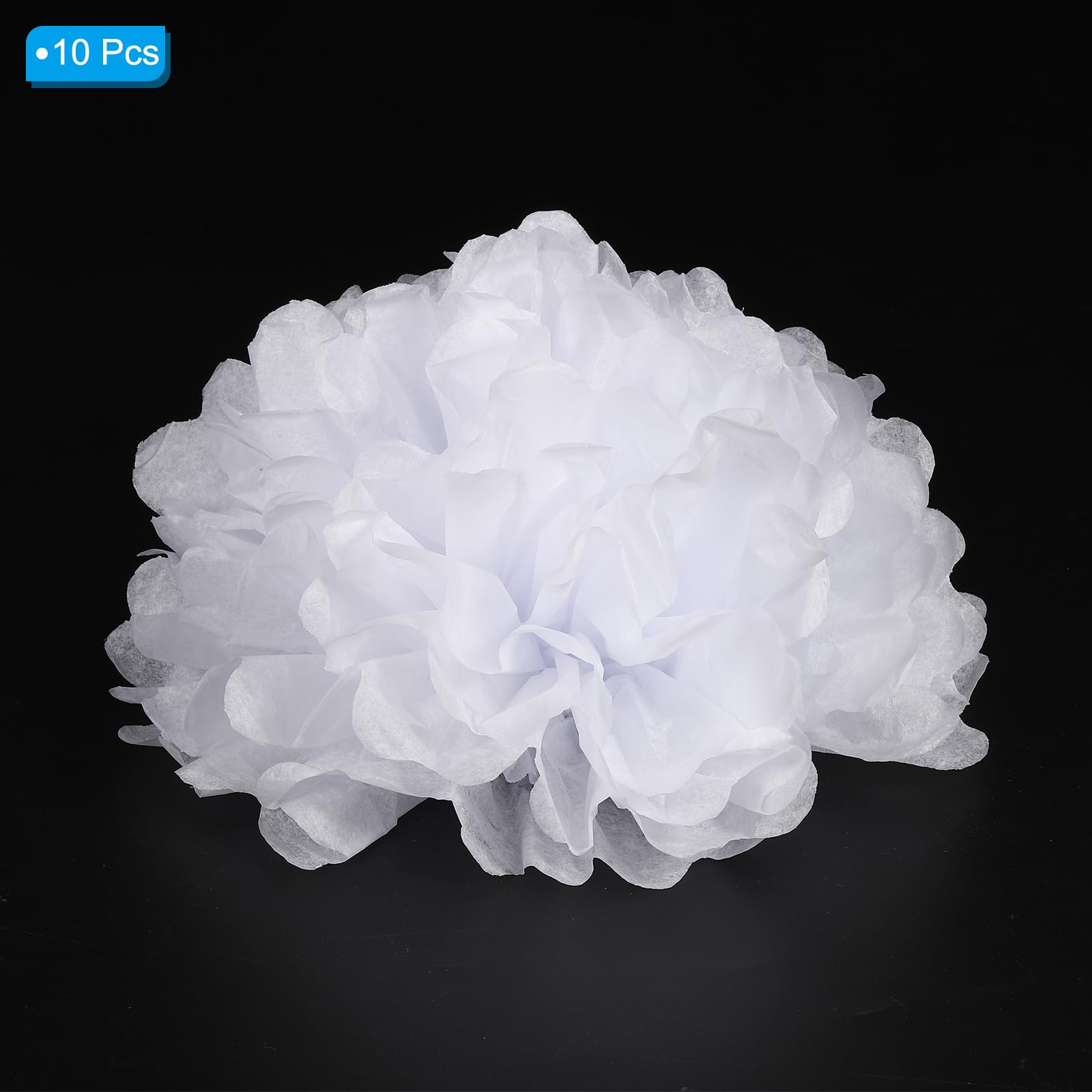 PATIKIL 4" Tissue Pom Poms Flowers, 10 Pack Paper Flower Ball for Wedding Bridal Shower Birthday Bachelorette Party Backdrop Decoration, White