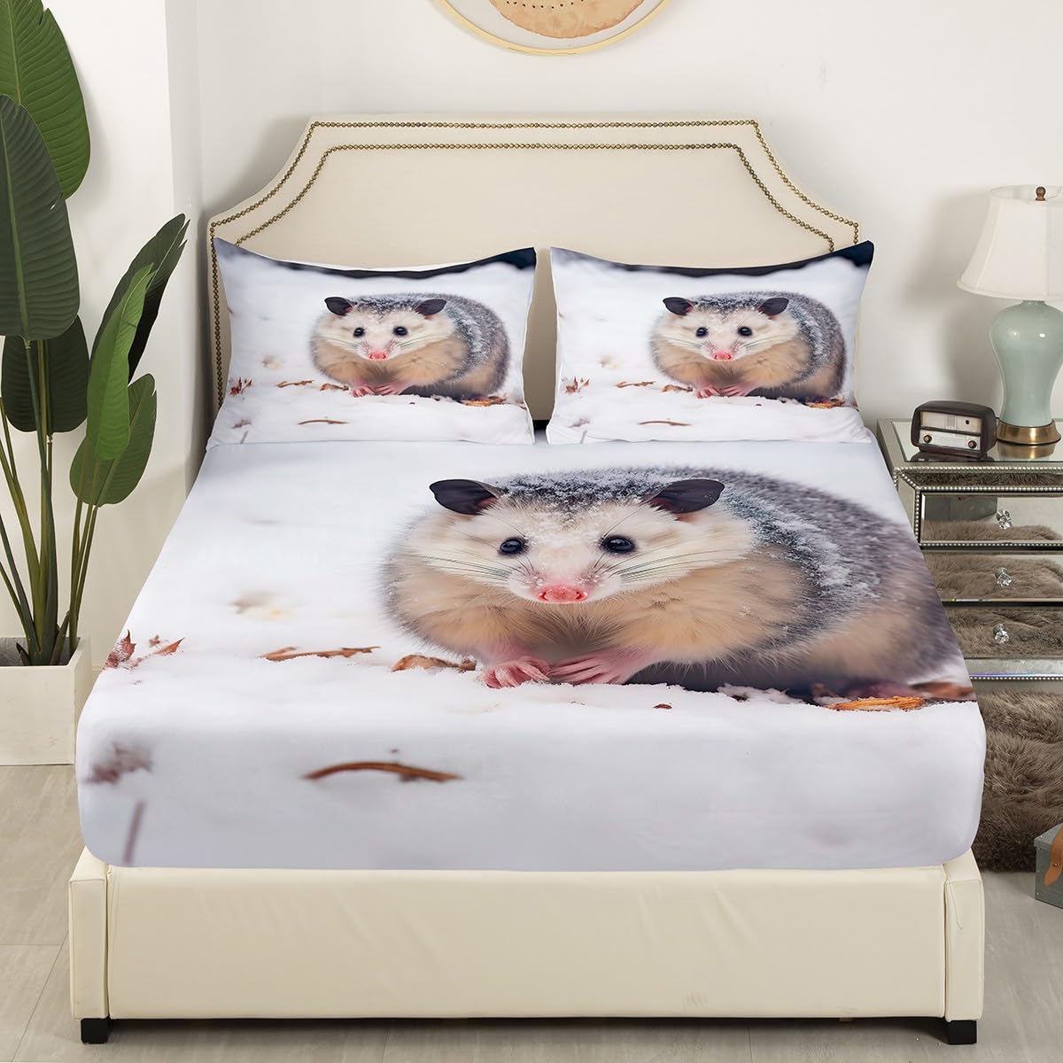 jejeloiu Full Size Opossum Sheet Set Boys Girls Possums Gifts Bed Sheets Set for Kids Women Men Ultra Soft Possums Bedding Set Possum Stuffed Animal Bed Set (Flat Sheet + Fitted Sheet + Pillow Case)