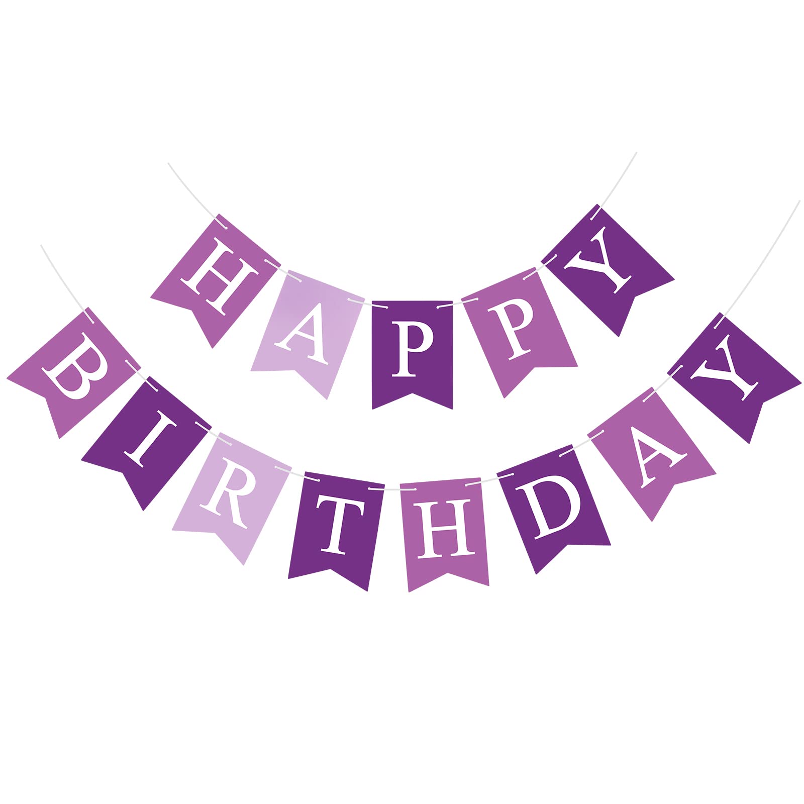 Waenerec Purple Happy Birthday Banner Sign Happy Birthday Bunting Banner Garland for Kids Girl Woman Birthday Tea Party Decorations Bunting Flag Birthday Party Supplies