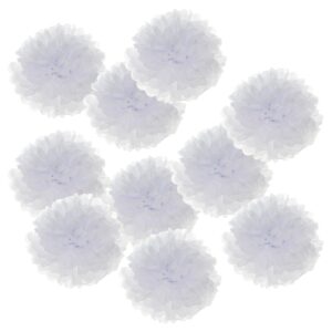 patikil 4" tissue pom poms flowers, 10 pack paper flower ball for wedding bridal shower birthday bachelorette party backdrop decoration, white