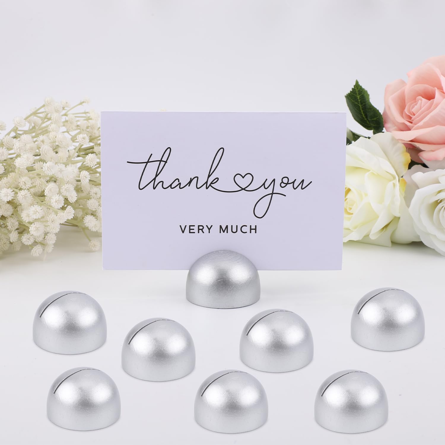 12pcs Round Table Number Stands, Modern Place Card Holders Table Number Clips Table Number Holders for Wedding Reception Anniversary Birthday Party Banquet (Silver)