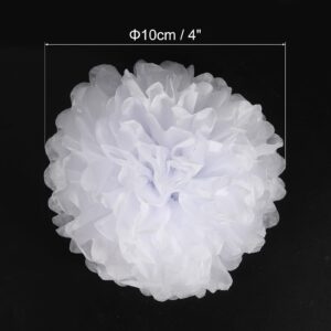 PATIKIL 4" Tissue Pom Poms Flowers, 10 Pack Paper Flower Ball for Wedding Bridal Shower Birthday Bachelorette Party Backdrop Decoration, White