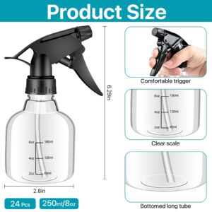 Worldity 24 Pcs Empty Plastic Spray Bottles 8oz, Spray Bottles for Cleaning Solutions, Mini Spray Bottles with Measurement Adjustable Nozzle, Refillable Spray Bottles for Hair Plant Kitchen Bath