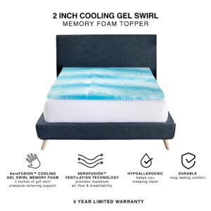 Bodipedic Memory Foam Mattress Topper, Gel Swirl Memory Foam, Ventilated Design, CertiPUR-US Certified Foam, Blue/White