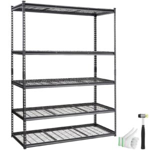 vevor storage shelving unit, 5-tier adjustable storage shelves, 60" l x 24" w x 78" h heavy duty garage storage shelves, metal shelves for kitchen pantry basement bathroom laundry