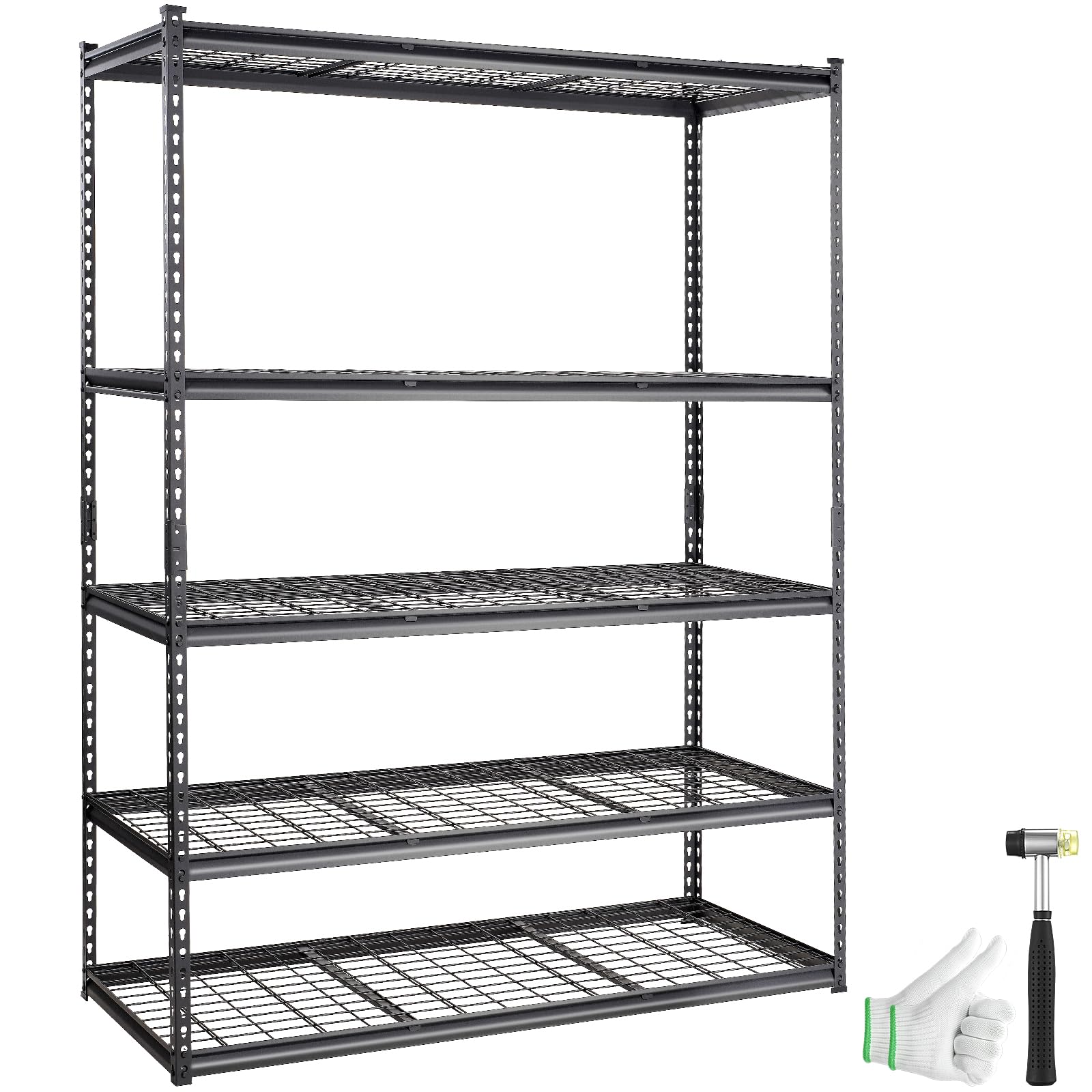 VEVOR Storage Shelving Unit, 5-Tier Adjustable Storage Shelves, 60" L x 24" W x 78" H Heavy Duty Garage Storage Shelves, Metal Shelves for Kitchen Pantry Basement Bathroom Laundry