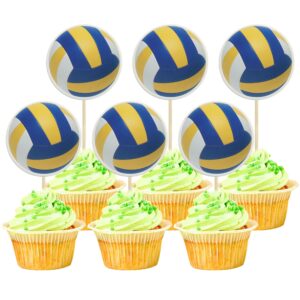 gyufise 36pcs volleyball cupcake toppers volleyball game player sports ball cupcake picks for volleyball theme baby shower kids birthday party cake decorations supplies