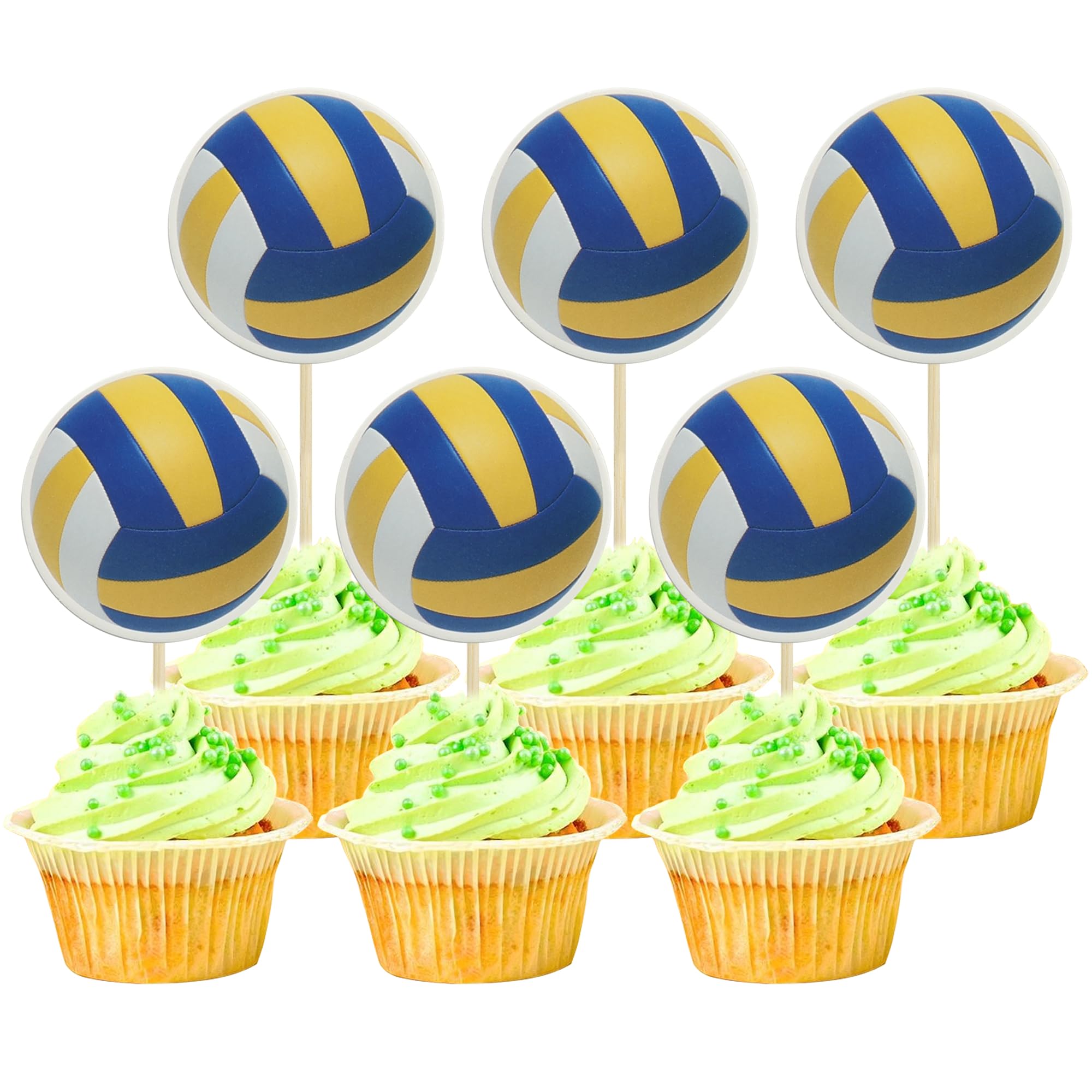 Gyufise 36Pcs Volleyball Cupcake Toppers Volleyball Game Player Sports Ball Cupcake Picks for Volleyball Theme Baby Shower Kids Birthday Party Cake Decorations Supplies