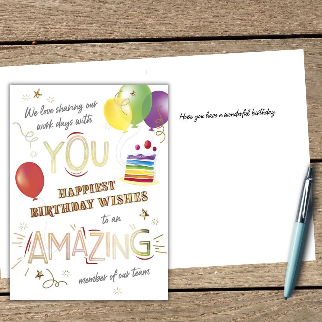 25 Employee Birthday Cards - Exciting Typographic Design with Gold Foil Embossing - FSC Mix