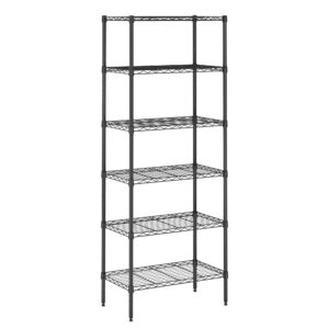 furinno wayar metal storage shelf rack, 6-tier, 23 x 13 x 59, black