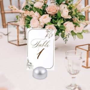 12pcs Round Table Number Stands, Modern Place Card Holders Table Number Clips Table Number Holders for Wedding Reception Anniversary Birthday Party Banquet (Silver)