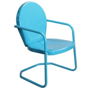 Northlight 34" Outdoor Retro Metal Tulip Armchair, Sky Blue