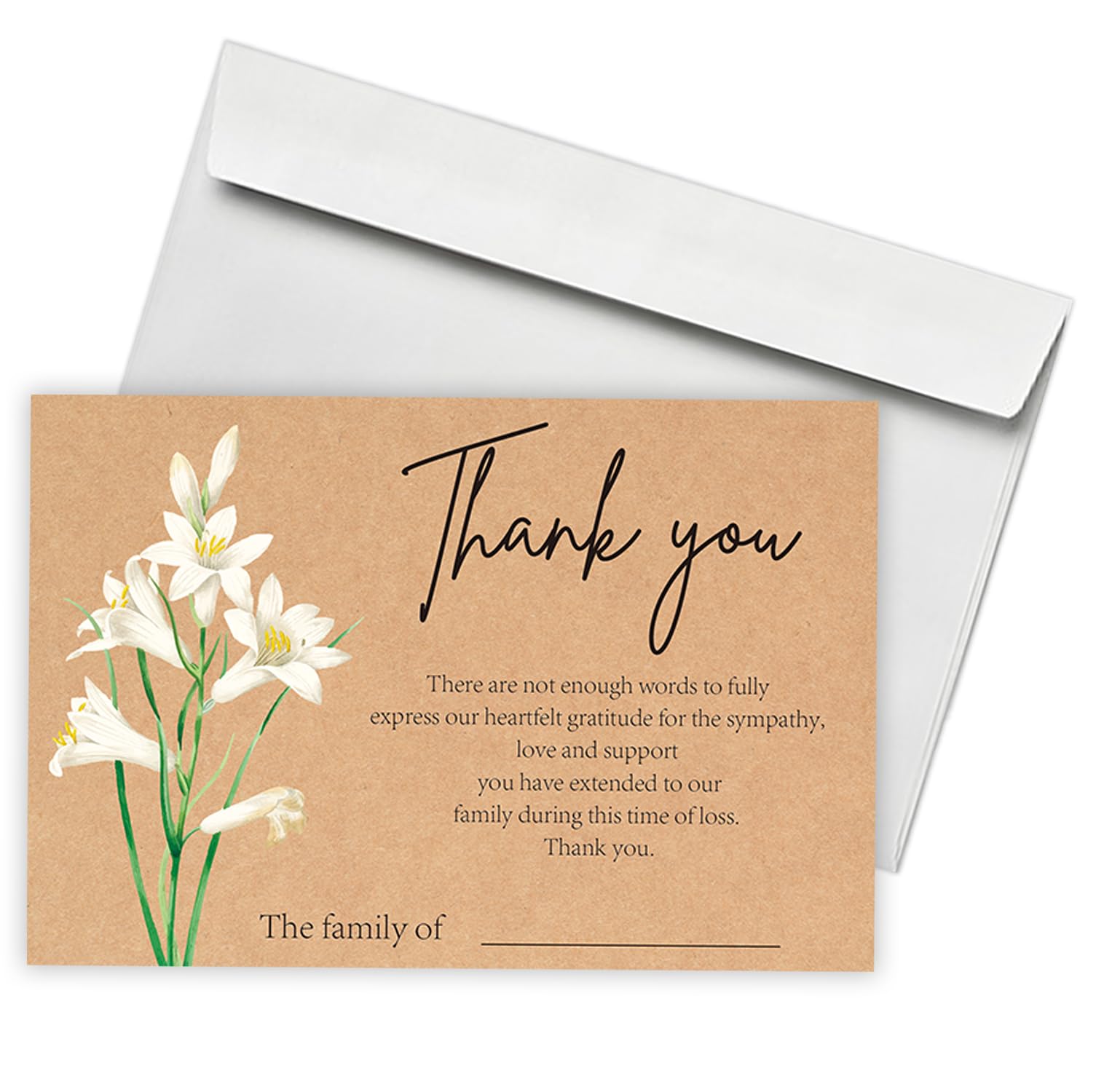 lily Minimalism Funeral Thank You Cards with Envelopes,Fillable Funeral Thank You Cards,Thank You Notes,Thank You Notes With Envelopes Set,Floral Thank You Cards,Personalized Thank You Cards,G5