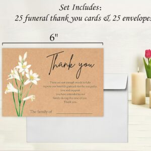 lily Minimalism Funeral Thank You Cards with Envelopes,Fillable Funeral Thank You Cards,Thank You Notes,Thank You Notes With Envelopes Set,Floral Thank You Cards,Personalized Thank You Cards,G5