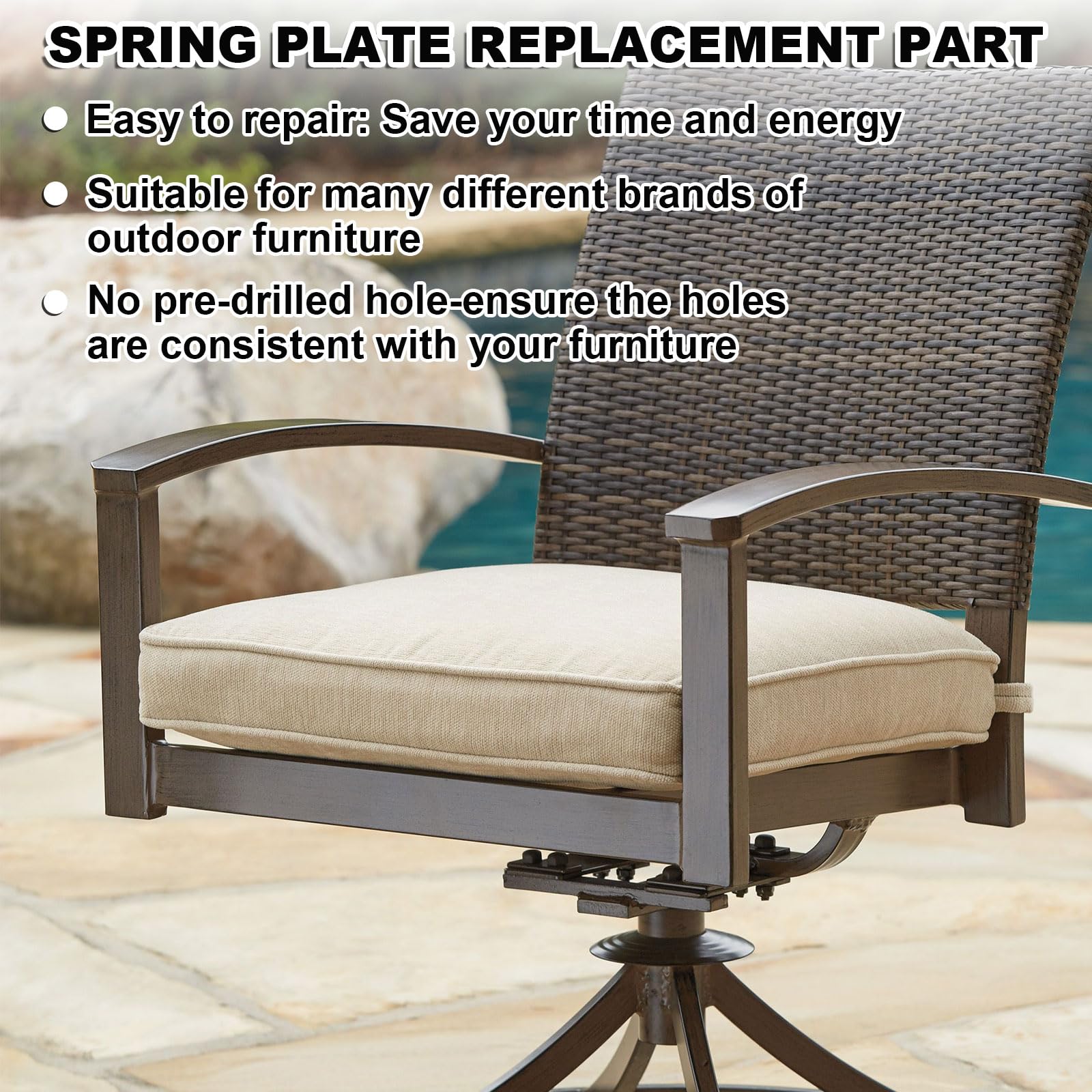 10 Pack Patio Rocking Chair Spring Plate Replacement Part, Patio Chair Spring Plates Swivel Rocker, Universal Fiberglass Spring Plate for Outdoor Rocking Chair Replacement, 5 x 2.5 x 0.25 Inches