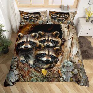 raccoon bedding duvet cover set queen size raccoon bedding set for kids boys girls possum gifts comforter cover set raccoon stuffed animal family bedspread cover bedroom bedclothes