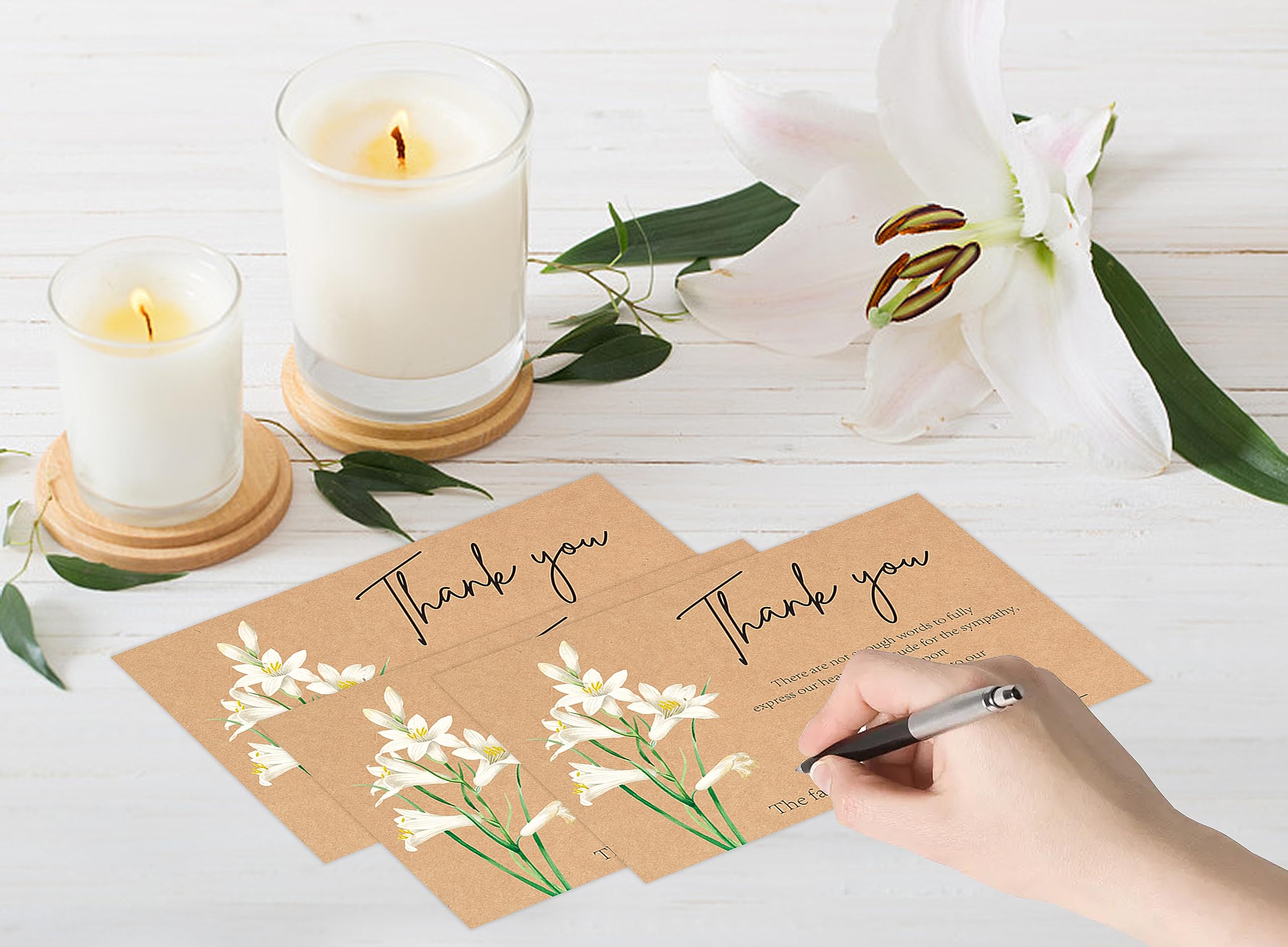 lily Minimalism Funeral Thank You Cards with Envelopes,Fillable Funeral Thank You Cards,Thank You Notes,Thank You Notes With Envelopes Set,Floral Thank You Cards,Personalized Thank You Cards,G5