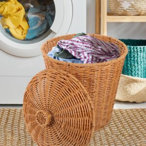 BESTOYARD Wicker Trash Can with Lid in Bedroom 4 Gallon Trash Can in Office 11x9 Inch Woven Wicker Waste Basket for Office Garbage Bathroom Under Desk Can